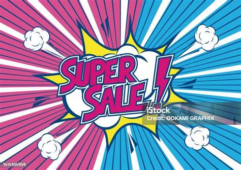 미국 만화책 스타일 판매 자료 슈퍼 판매 배너 템플릿 팝 아트 스타일의 슈퍼 판매 배경 3차원 형태에 대한 스톡 벡터 아트 및 기타 이미지 3차원 형태 고풍스런 광고