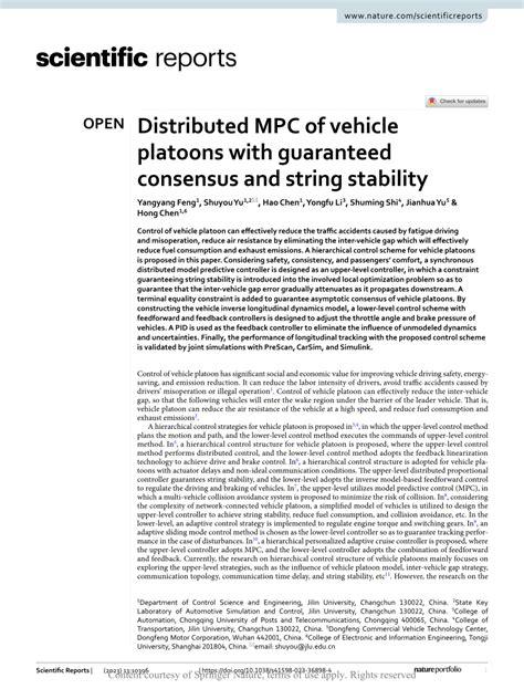 pdf distributed mpc of vehicle platoons with guaranteed consensus and