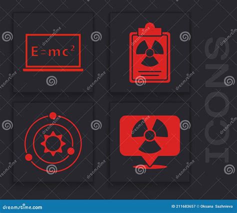 Set Radioactive In Location Equation Solution Radiation Warning Document And Solar System Icon