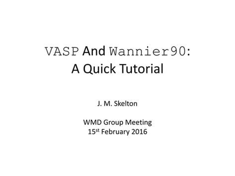 vasp and wannier90 a quick tutorial pdf programming languages