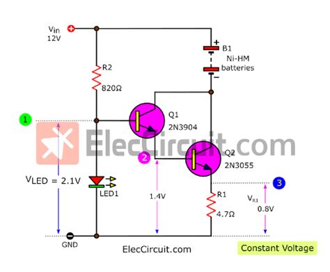 Constant Current Circuit Using Transistors ElecCircuit Com