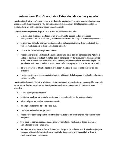 Post Operative Extraction Instructions
