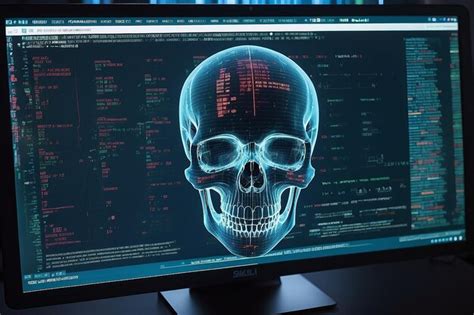 Premium Ai Image Computer Code On A Screen With A Skull Representing A Computer Virus Malware