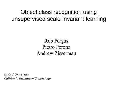 ppt object class recognition using unsupervised scale invariant learning powerpoint