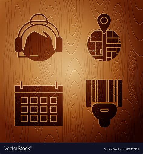 Set Scanner Scanning Bar Code Support Operator Vector Image