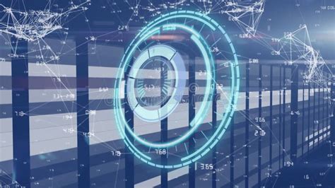 Animation Of Scope Network Of Connections And Data Processing Over Computer Servers Stock Video