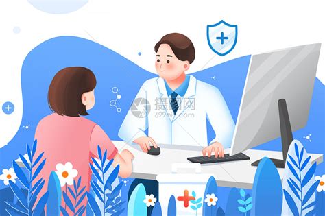 医疗健康医生给病人看病插画插画图片下载 正版图片402449595 摄图网