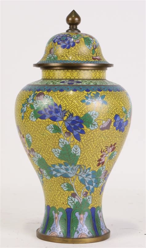Sold At Auction Antique Chinese Cloisonne Lidded Vase