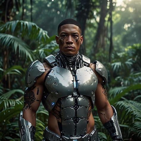 Cyborg In The Jungle Gnearated By Ai Premium Ai Generated Image