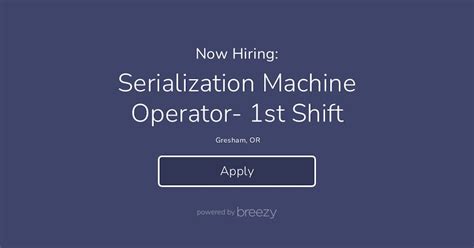 Serialization Machine Operator 1st Shift At Terzo Enterprises