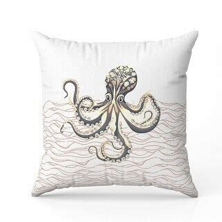 Oceanic Octo Art Indooroutdoor Reversible Throw Pillow Grey And Ivory