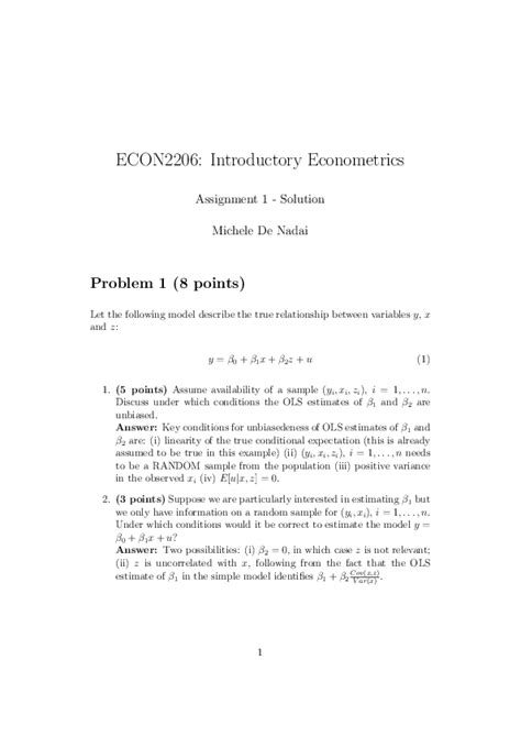 pdf econ2206 introductory econometrics assignment 1 solution problem 1 8 points