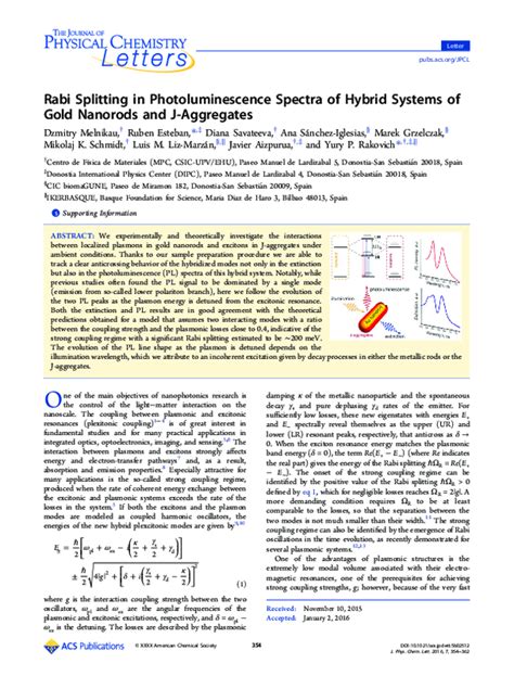 Pdf Rabi Splitting In Photoluminescence Spectra Of Hybrid Systems Of