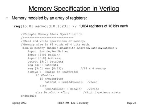 Ppt Eecs150 Digital Design Lecture 20 Memory Powerpoint