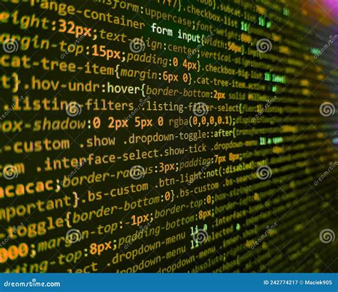Html Css3 Source Code On Lcd Screen With Black Background Programming