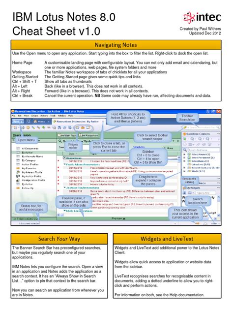Lotus Notes 8 0 Cheatsheet Pdf Database Index World Wide Web