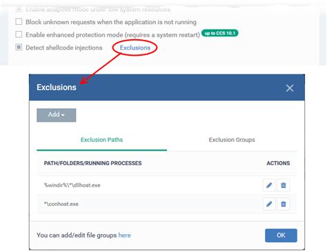 How To Define Exclusions For Shellcode Injection Protection In A