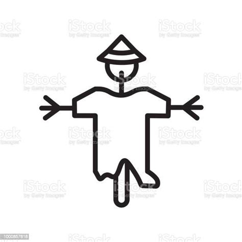 허수 아비 아이콘 벡터 기호와 기호 흰색 배경 허수 아비 로고 개념 개요 기호 선형 부호 개요 기호 선형 기호에 고립 건초 식물에 대한 스톡 벡터 아트 및 기타 이미지