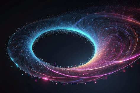 Premium Photo Abstract Circle Wave With Moving Dots Flow Of Particles Cyber Technology