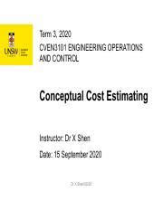 Lecture A Conceptual Cost Estimating Pdf Term CVEN ENGINEERING OPERATIONS AND