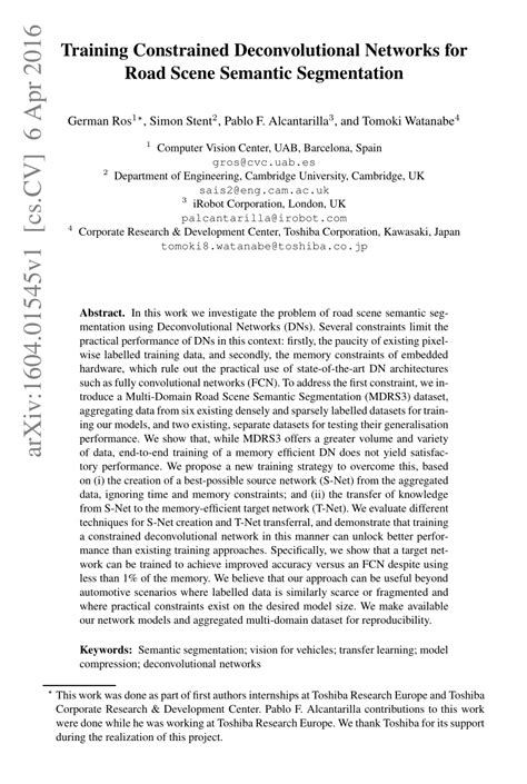 pdf training constrained deconvolutional networks for road scene