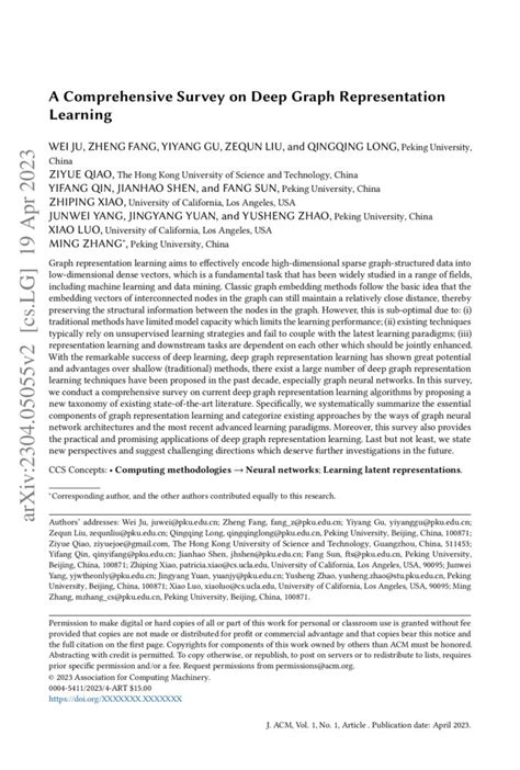 A Comprehensive Survey On Deep Graph Representation Learning Deepai