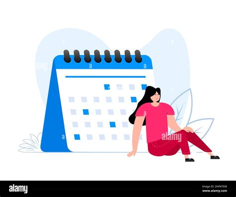 The Girl Sits Near The Calendar Calendar Planning Working And Day