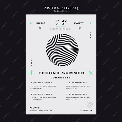 테크노 음악 여름 축제 포스터 템플릿 무료 Psd 파일