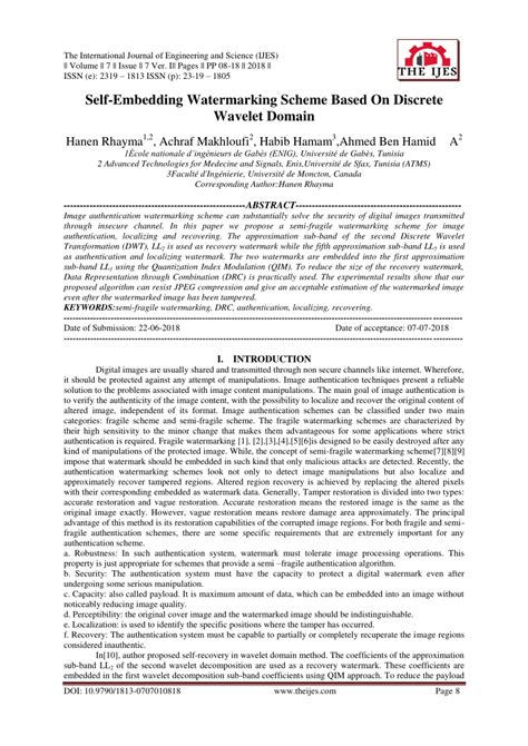 Pdf Self Embedding Watermarking Scheme Based On Discrete Wavelet Domain
