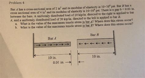 Solved Problem 4 Bar A Has A Cross Sectional Area Of 2 In