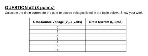 Question Points Calculate The Drain Current Chegg Com