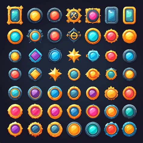 Premium Vector Colorful Vector Set Of Game Buttons And Frames Elements For Mobile Applications