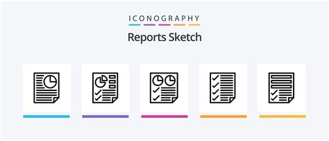 Reports Sketch Line 5 Icon Pack Including Document Bars Report Two
