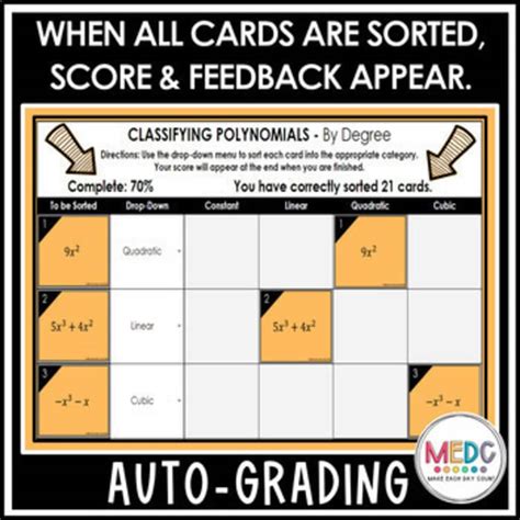 Classifying Polynomials Naming Polynomials Digital Card Sort Activity