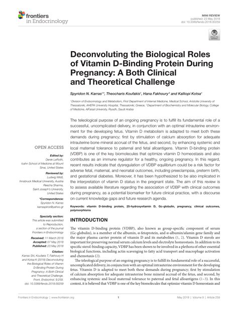 Pdf Deconvoluting The Biological Roles Of Vitamin D Binding Protein