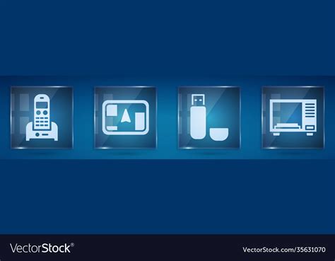 Set Telephone Gps Device With Map Usb Flash Vector Image