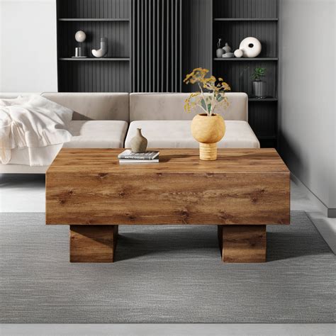 Loon Peak® 433 Modern Wood Tone Coffee Table Sleek Rectangular