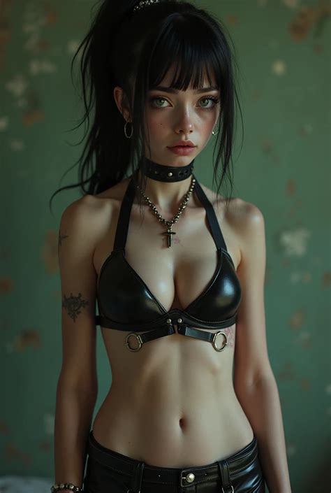 Young Anorexic Gothic Punk Girl Slender Skinny Girl Top Quality