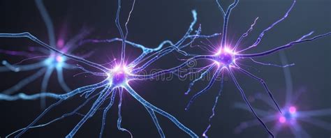 Neuron Synapses Transmit Electrical Signals With Glowing Energy Stock Image Image Of Energy