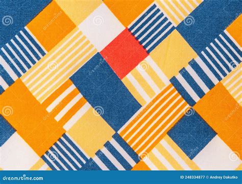 Color Geometric Square Mosaic Abstract Fabric Pattern Decorative Texture Background Design Stock