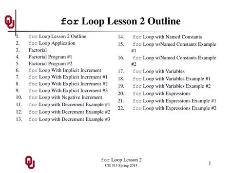 Ppt For Loop Lesson 2 Outline Powerpoint Presentation Free Download Id2514466