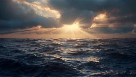 In The Middle Of The Sea Landscape Sky Panorama Light Movie Scene Macos Background Premium Ai