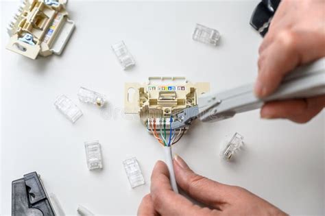 Mounting The Rj45 Module Attaching The Wire To The Computer Socket In