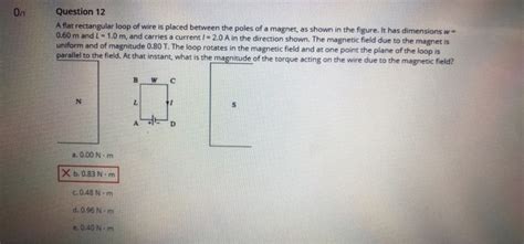 solved question 12 a flat rectangular loop of wire is placed
