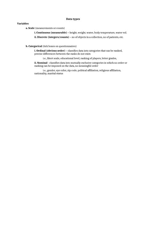 Type Of Data Statistics Data Types Variables A Scale Measurements