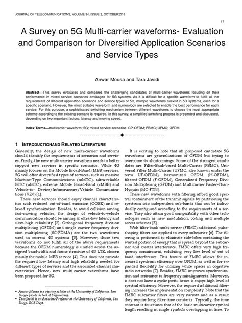 A Survey On 5g Multi Carrier Waveforms Evaluation And Comparison For
