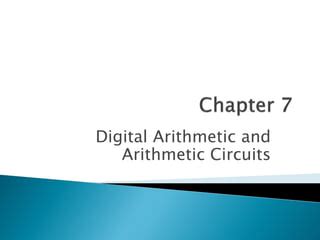 Chapter Digital Alrithmetic And Arithmetic Circuits PDF
