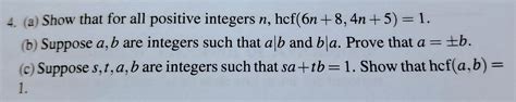 Solved 4 A Show That For All Positive Integers N Chegg Com