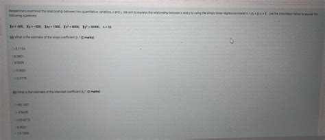 Solved Researchers Examined The Relationship Between Two