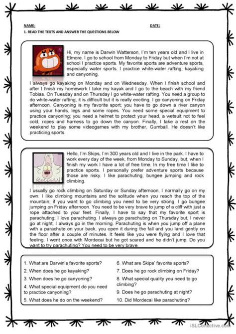 55 Sports Reading For Detail Deep Reading Reading Compre